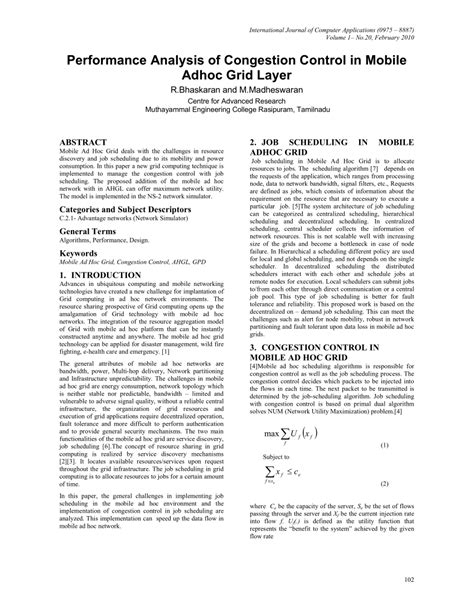 Pdf Performance Analysis Of Congestion Control In Mobile Ad Hoc Grid Layer