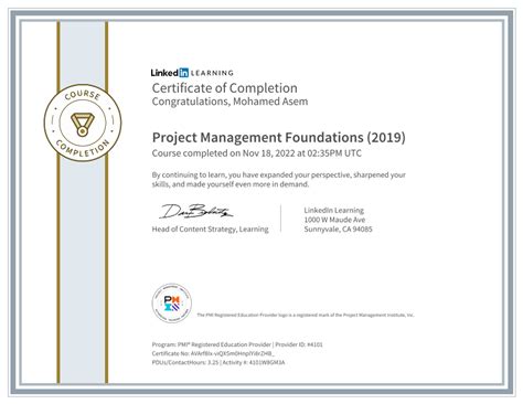 just finished project management foundations 2019 mohamed asem