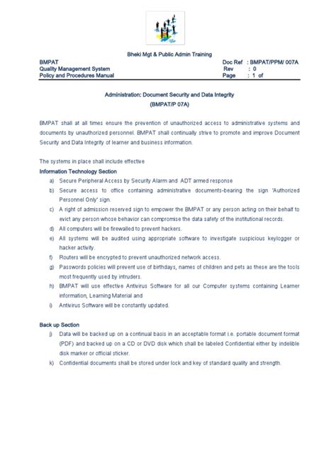 Data Integrity Policy Template