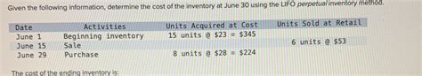 solved given the following information determine the cost