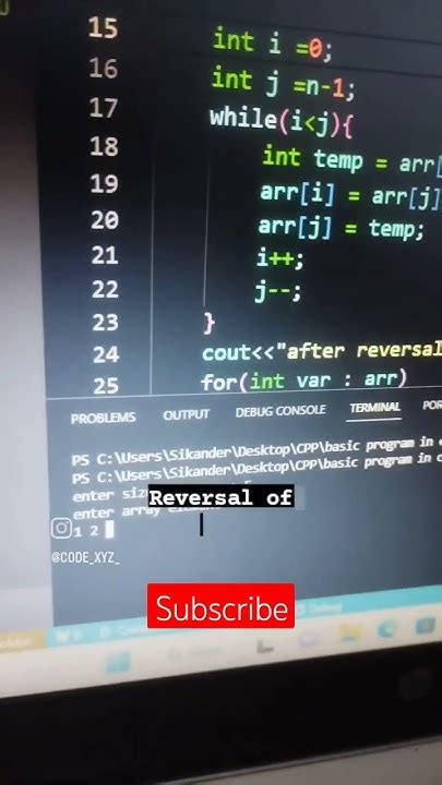 Reverse An Array C Cpp Array Programming Youtube