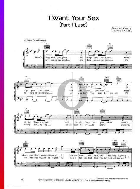I Want Your Sex Part 1 Lust George Michael Piano Sheet Music OKTAV