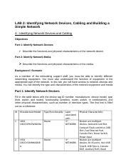 Lab Identify Network Devices And Cables Docx LAB Identifying Network Devices Cabling