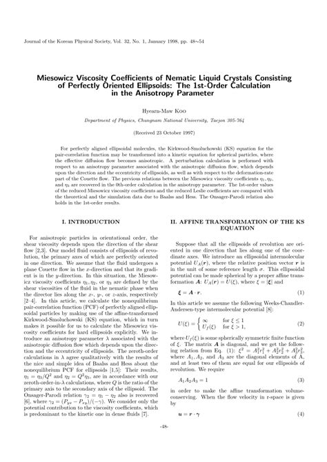 Pdf Miesowicz Viscosity Coefficients Of Nematic Liquid Crystals Consisting Of Perfectly