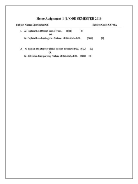 Distributed Os 1st Home Assignment 2019 Pdf