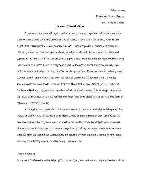 Final Project Advice Column Julia Gomez Evolution Of Sex Honors Dr Michelle Rafacz Sexual