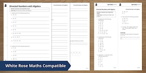 👉 Directed Numbers With Algebra Hecho Por Educadores