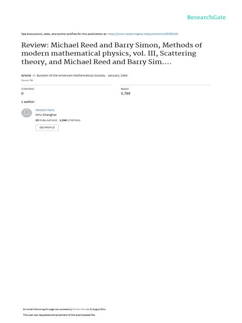 Review Michael Reed And Barry Simon Methods Of Mod Pdf