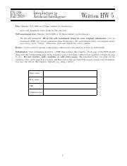 CS Fall Written HW Pdf CS Fall Introduction To Artificial Intelligence