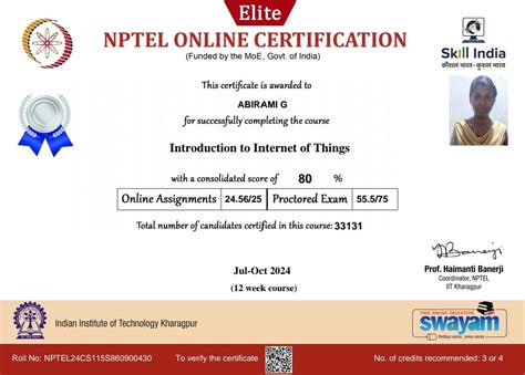 abirami ganesan on linkedin nptel iot elitecertification iitkharagpur