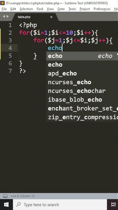 php program to print pyramids and patterns print half pyramid of 1 to