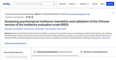 Assessing Psychological Resilience Translation And Validation Of The Chinese Version Of The