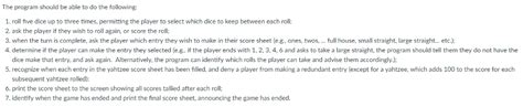 solved write code to perform a complete game of yahtzee