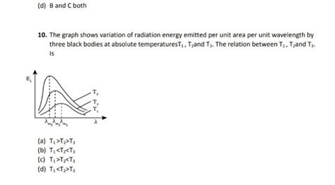D B And C Both The Graph Shows Variation Of Radiation Energy Emitted Pe