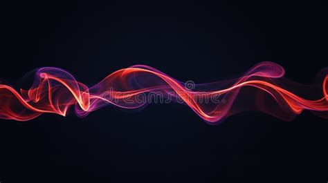 Abstract Red And Purple Light Waves Flowing Dynamically Across Black Background Stock
