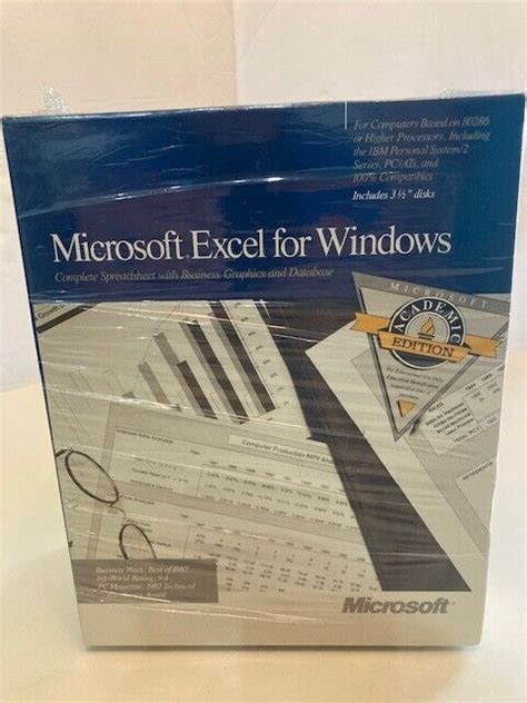 used microsoft excel for windows 3 5 floppy 1988 vintage new in