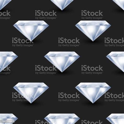 벡터 매끄러운 패턴은 3d 현실적인 보석 크리스탈 검정에 라인석입니다 보석 개념 디자인 템플릿 보석 크리스탈 라인석 또는 보석 평면도 3차원 형태에 대한 스톡 벡터 아트 및