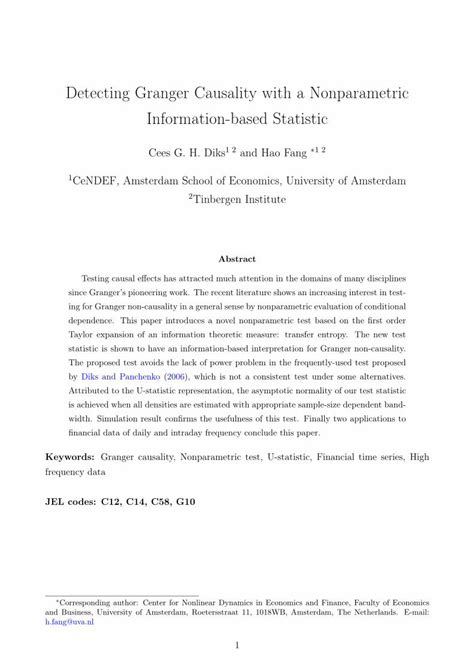 Pdf Detecting Granger Causality With A Nonparametric Dokumentips