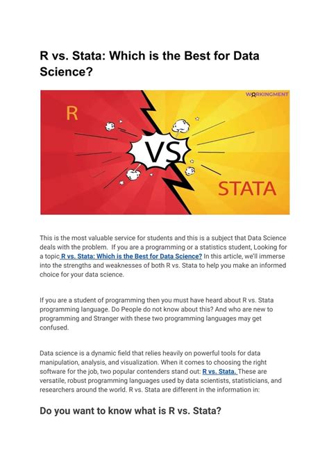 Ppt R Vs Stata Which Is The Best For Data Science Powerpoint