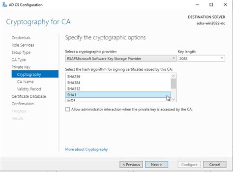 usage guidelines active directory cs on windows server 2022 dc azure