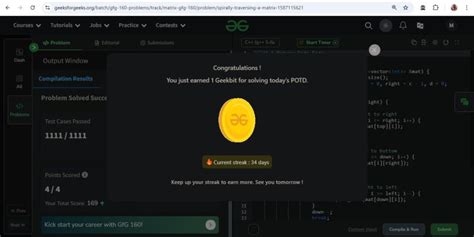Mansi Sahagal On Linkedin Gfg160 Geekstreak2024 Geeksforgeeks Dsa Matrixtraversal