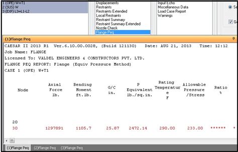 Flange Leakage Checking By Pressure Equivalent Method In Caesar Ii What Is Piping