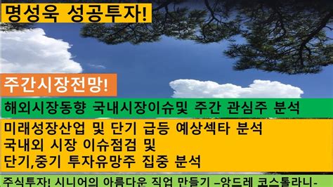 성공투자주간시장전망 삼성전자 Sk하이닉스 Youtube