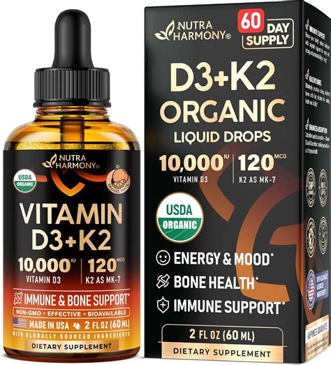 Vitamin D3 K2 Usda Organic Drops Vitamin D3 10000 Iu And K2