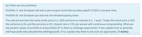Solved E There Are Two Portfolios Portfolio A One