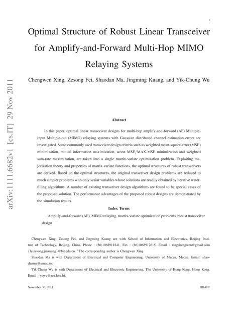 pdf a general robust linear transceiver design for multi hop amplify