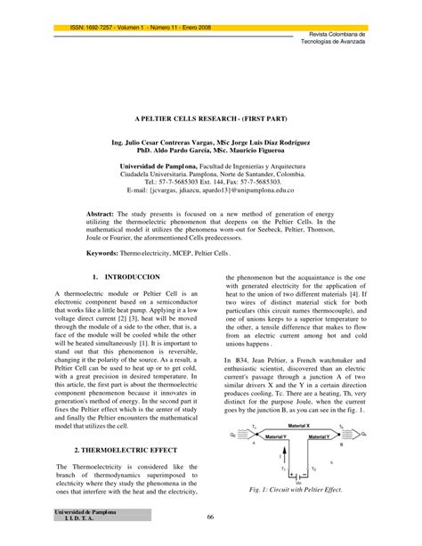 Pdf A Peltier Cells Research First Part