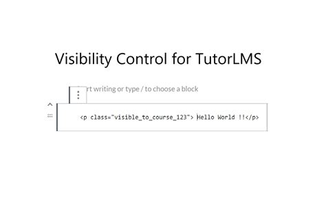 Visibility Control For Tutorlms