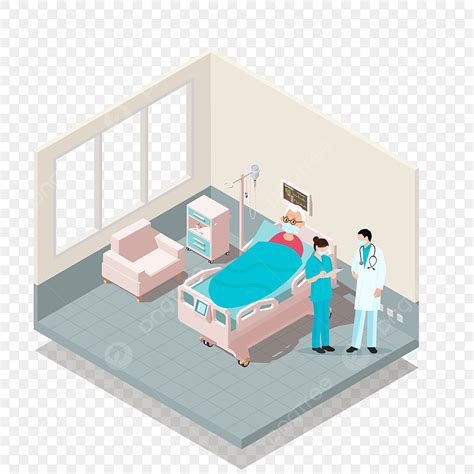 의사와 간호사와 함께 침대에서 아이소 메트릭 현대 병실 구청 남성 환자 방 클립 아트 의사들 2019 신종 코로나 Png 일러스트 및 벡터 에 대한 무료 다운로드