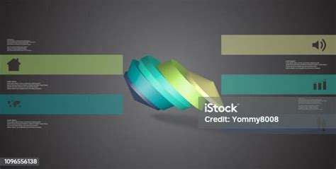 3d 그림 Infographic 템플릿입니다 라운드 팔각형 5 색상 부분에 나뉘어져 있습니다 개체는 회색 검은색에 비스듬히 간단한 표지판 색상 막대는 측면에 있습니다 0명에