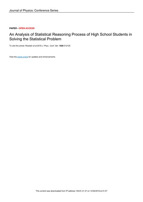 Pdf An Analysis Of Statistical Reasoning Process Of High School
