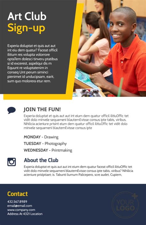 School Art Club Flyer Template Mycreativeshop