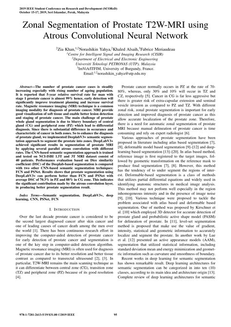 Pdf Zonal Segmentation Of Prostate T2w Mri Using Atrous Convolutional