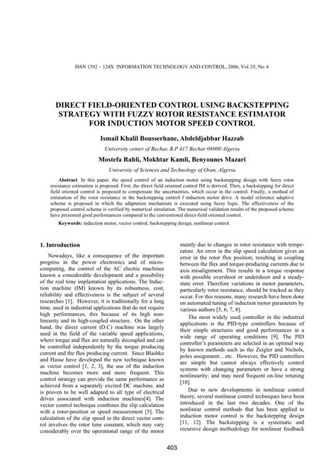 pdf direct field oriented control using backstepping strategy with