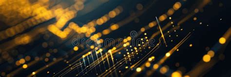 Golden Light Beams And Glowing Particles Create A Mesmerizing Display Of Futuristic Energy