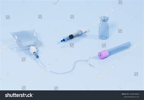 Infusion Bag Injection Syringe Blue Background Stock Illustration 2229216663 Shutterstock