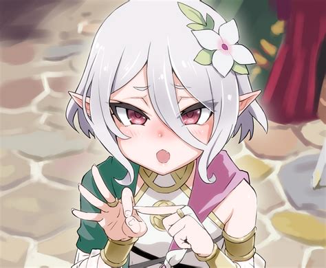 Asanagi Blush Close Fang Gray Hair Natsume Kokoro Pointed Ears Princess Connect Red Eyes Short