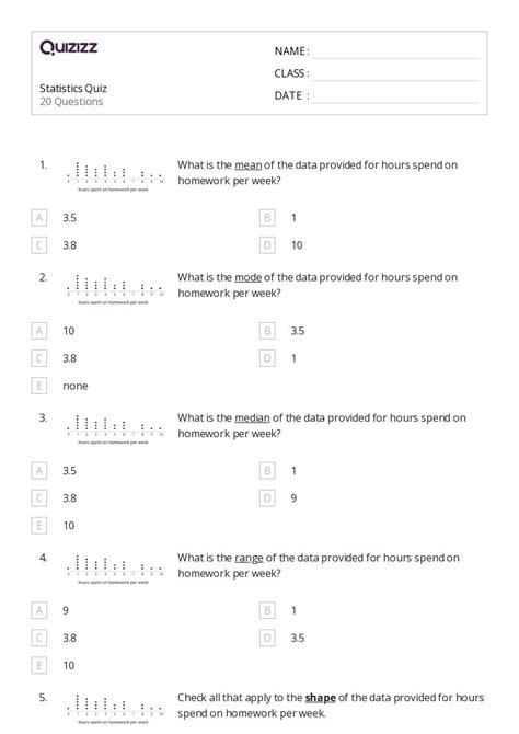 50 statistics worksheets for 8th grade on quizizz free and printable