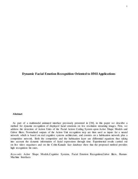 pdf dynamic facial emotion recognition oriented to hci applications