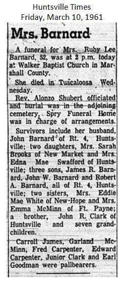 Ruby Lee Clark Barnard 1909 1961 Find A Grave Memorial