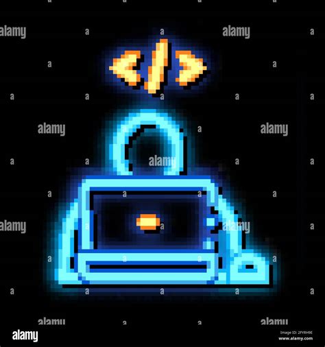 Programmer Coding Laptop Neon Glow Icon Illustration Stock Vector Image
