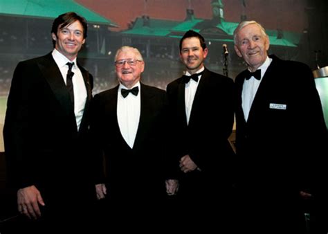 Hugh Jackman Neil Harvey Ricky Ponting And Sam Loxton Pose For The Cameras