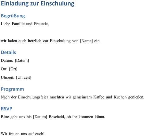 Word Vorlage Für Die Einladung Zur Einschulung