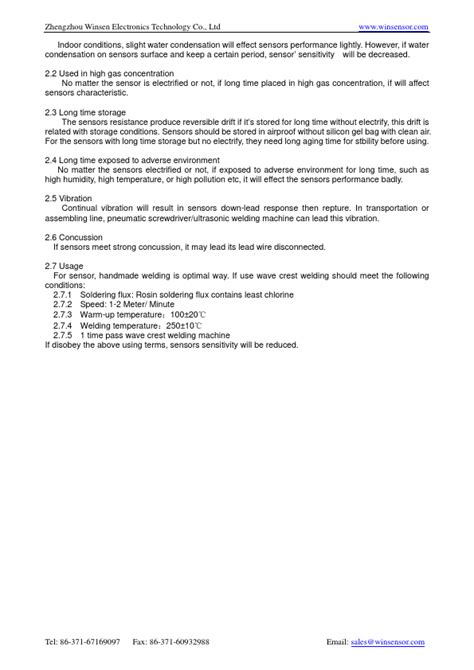 Mq303b Datasheet Winsen Electronics Alcohol Sensor