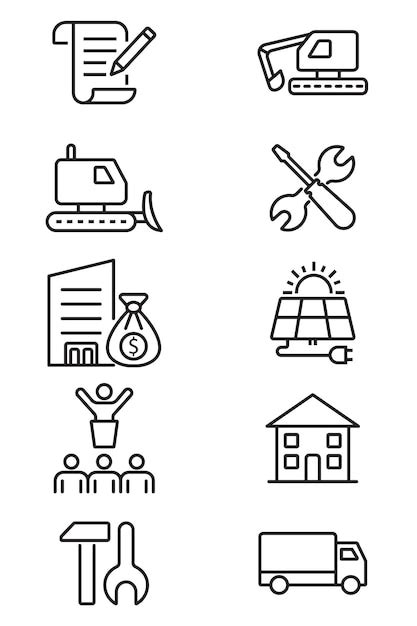 Premium Vector Construction Line Icon Vector Illustrator Set