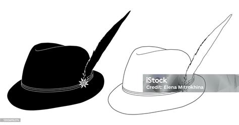 모자 아이콘입니다 전통적인 독일 모자 깃털이 달린 바이에른 머리 장식 흰색 배경에 격리된 디자인 및 웹용 벡터 그림입니다 0명에 대한 스톡 벡터 아트 및 기타 이미지